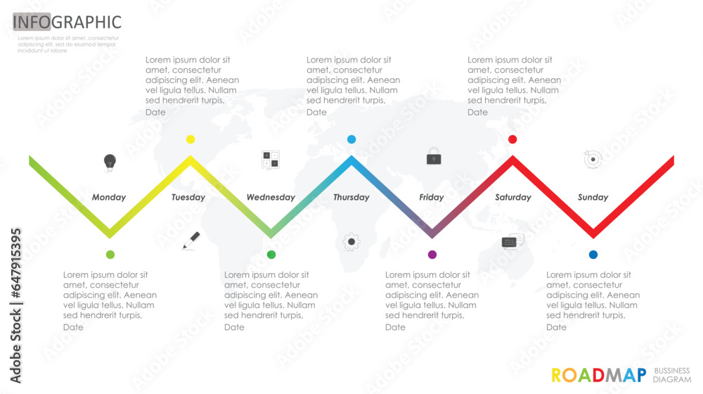 timeline weekly road map planner schedule project diagram Infographics ...