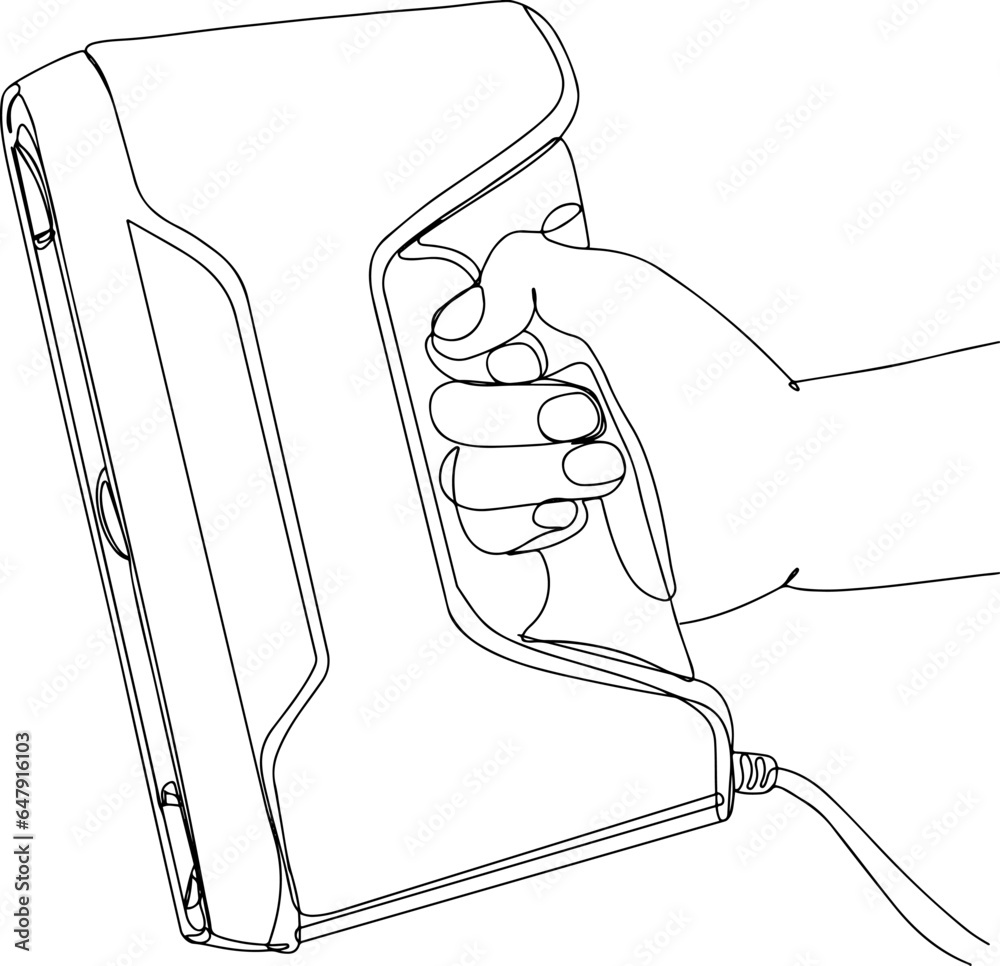 3D Printing Process: Hand Holding Scanner in Hand-Drawn Cartoon Sketch ...