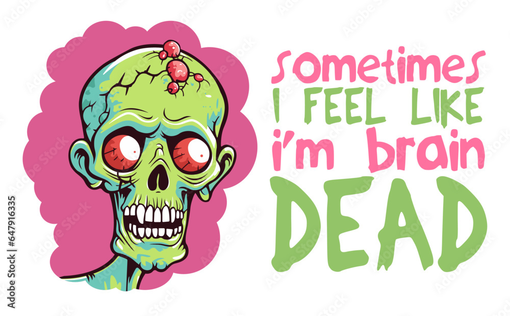 Feel like a brain-dead Halloween party cartoon style zombie face with ...