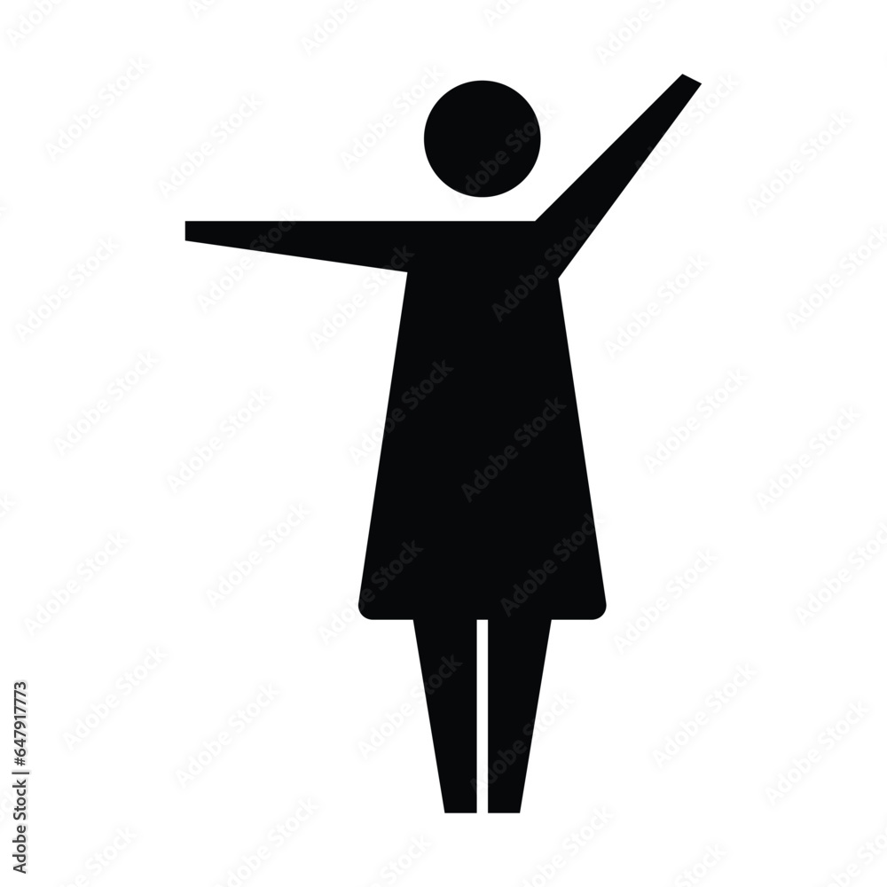 Woman icon open arms vector female person with raised hands symbol in a ...