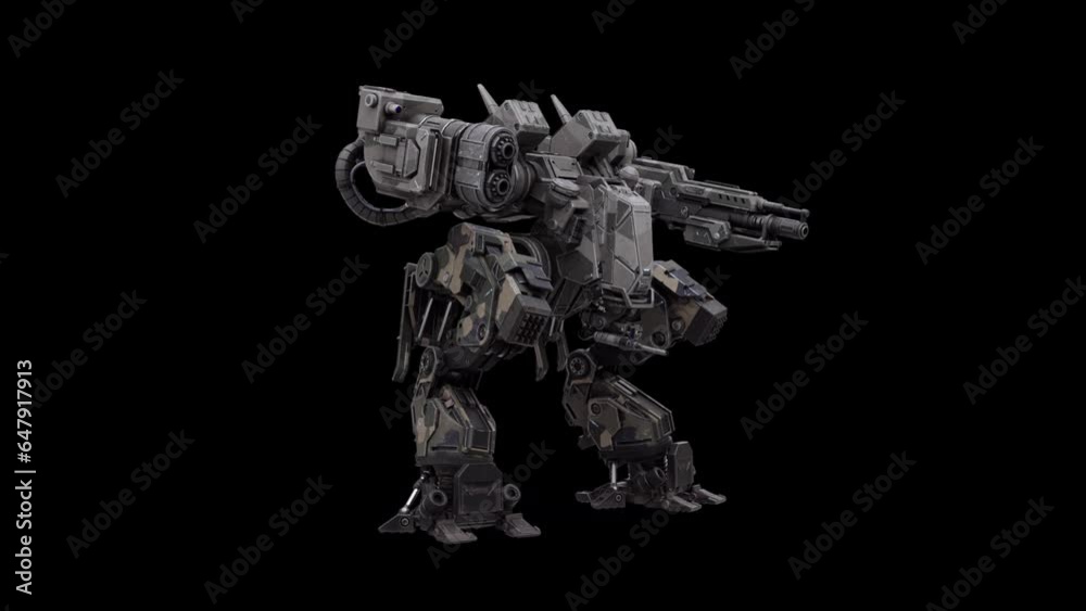 3D model of the robot, warrior futuristic machine rendering animation ...