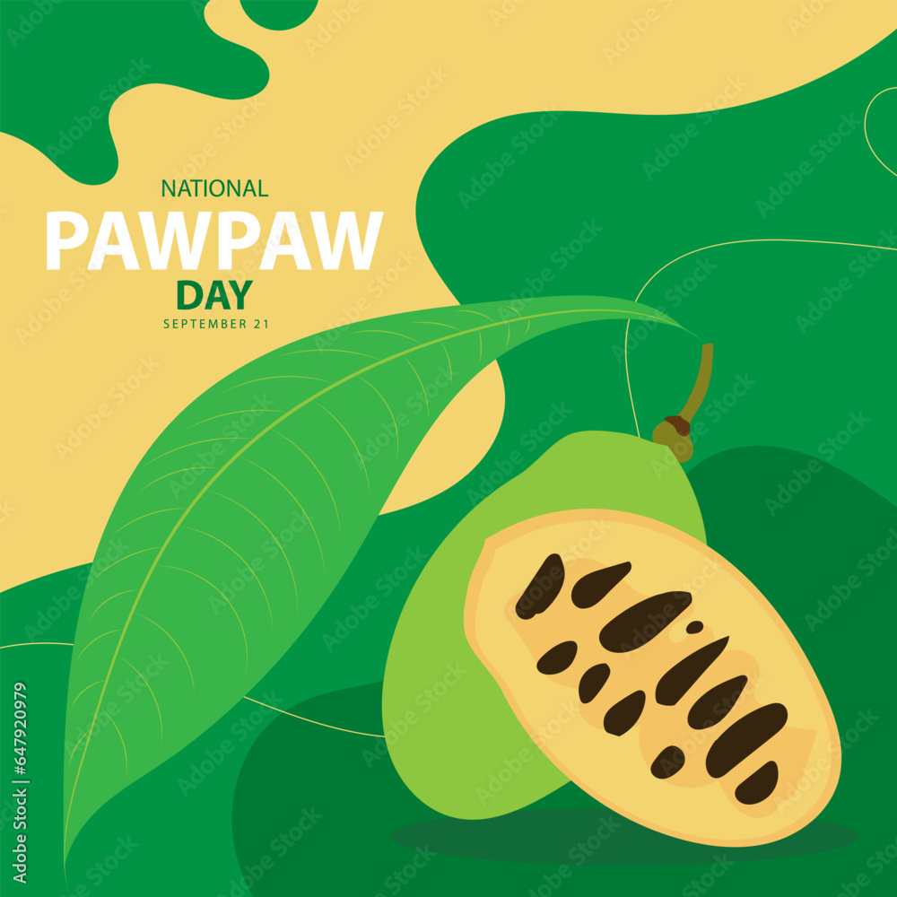 National Pawpaw Day on september 21, with vector illustration whole and ...