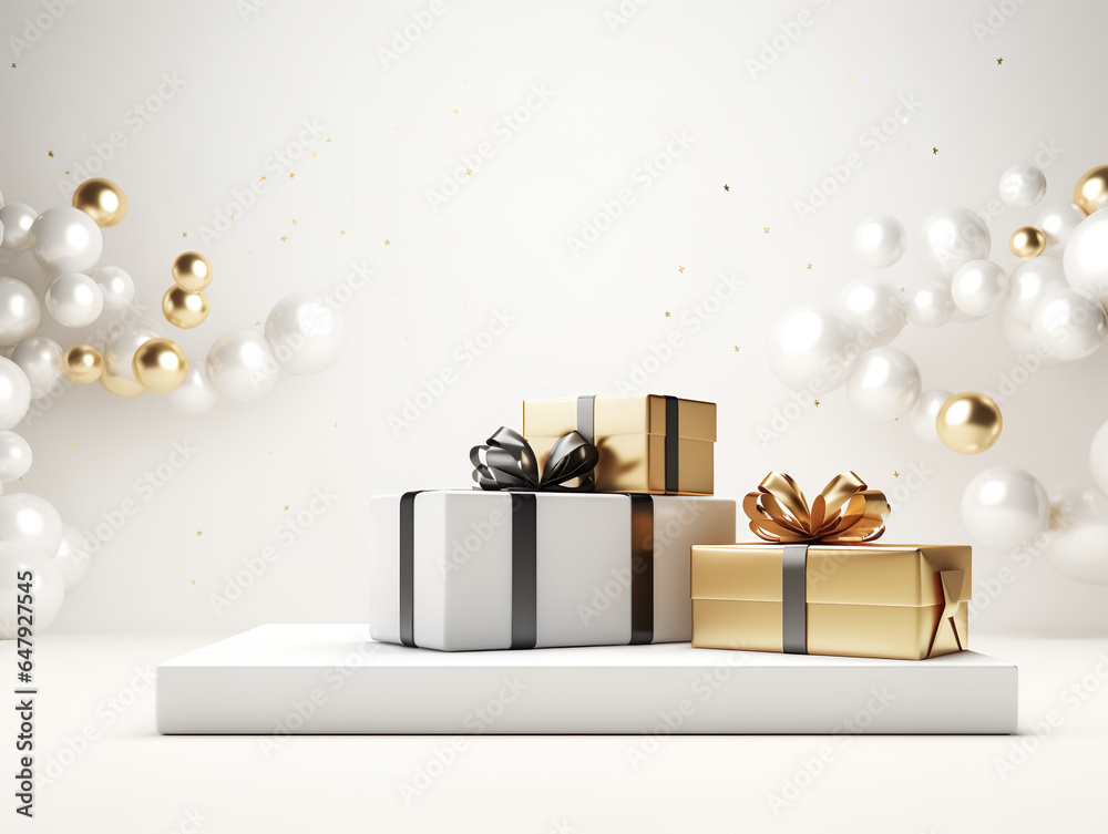 product displays,podium stage with gift present concepts.luxury gold ...