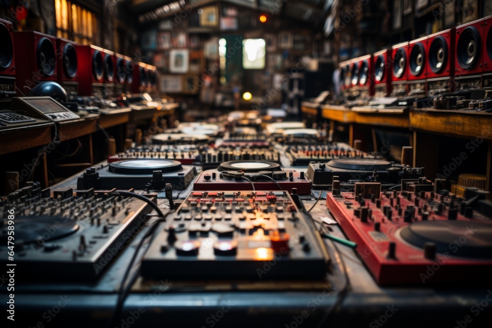 Vintage record store with rows of vinyl records and cassette tapes, Generative AI Stock Photo ...
