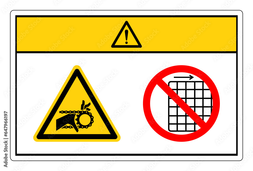 Caution Hand Entanglement Chain Drive Do Not Remove Guard Symbol Sign ...