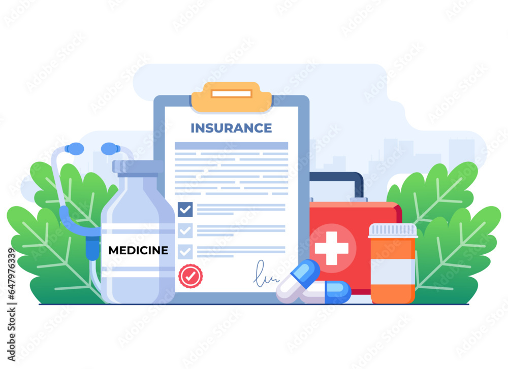 Health insurance concept flat illustration vector template, Healthcare ...