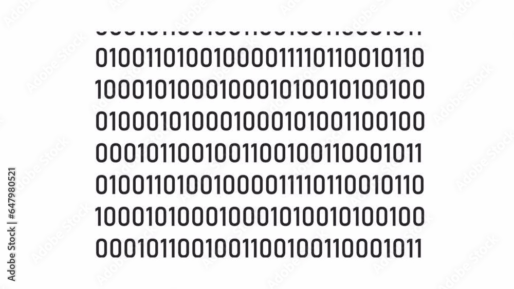 Coding binary code bw outline 2D element animation. Programming ...