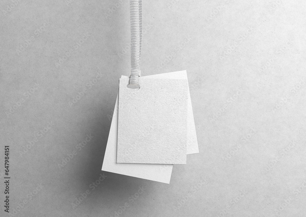 white plain empty blank three hanging different size paper label price ...