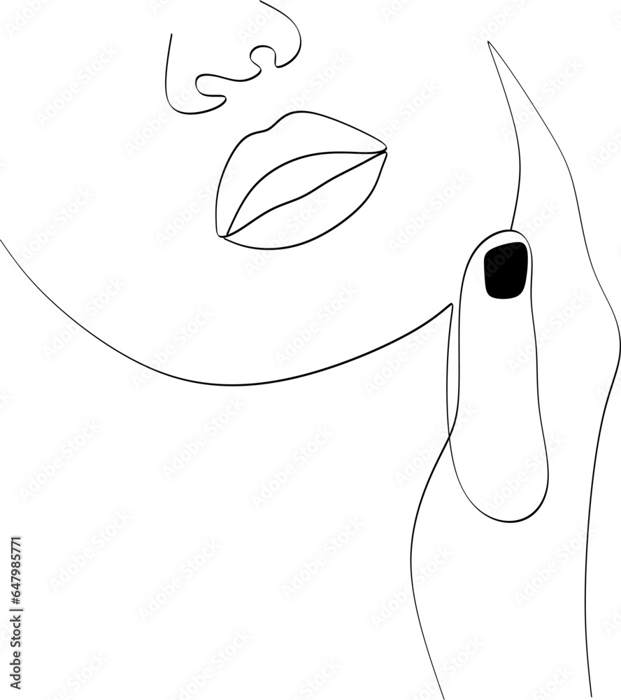 One line drawing abstract woman face with hands vector illustration ...