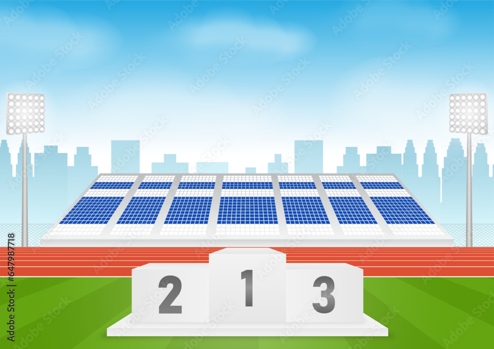 Sport Winner Podium with Running Track or Athlete Track in Stadium ...