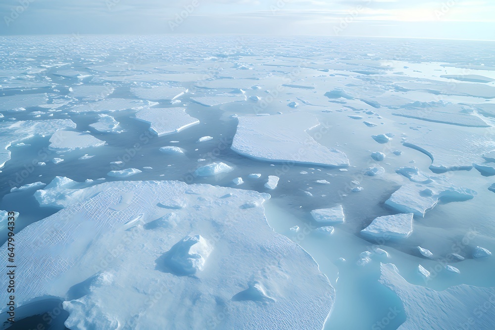 arctic ice field with floating icebergs Stock Illustration | Adobe Stock
