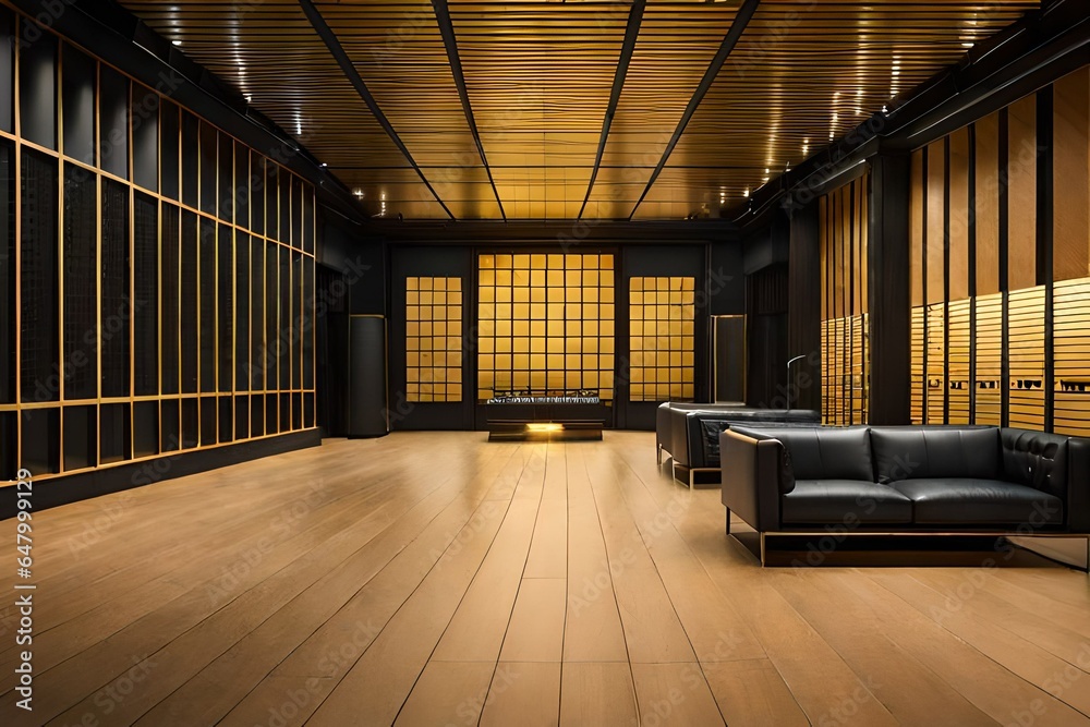 luxury nightclub hyper realistic photo render , with wooden acoustic ...