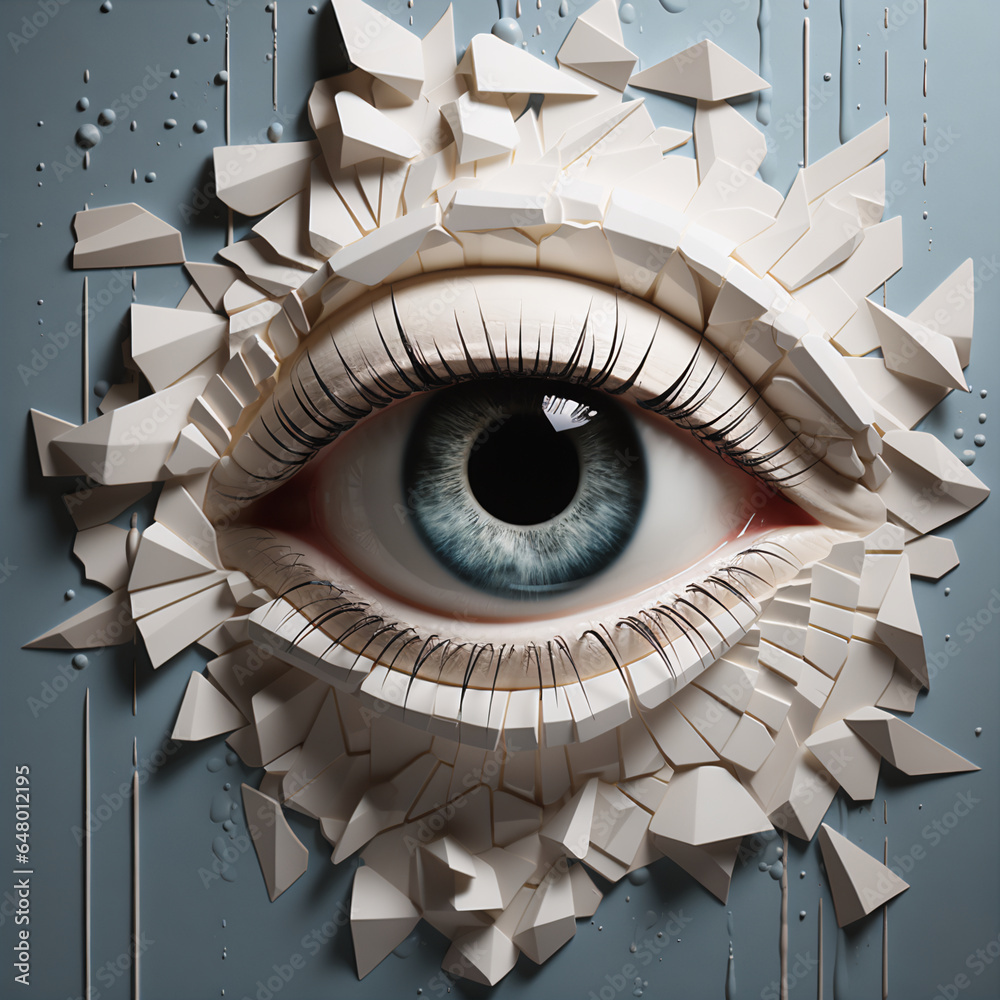 Surreal 3D Paper Art: Detailed Eye with Torn and Layered Paper Enhanced ...