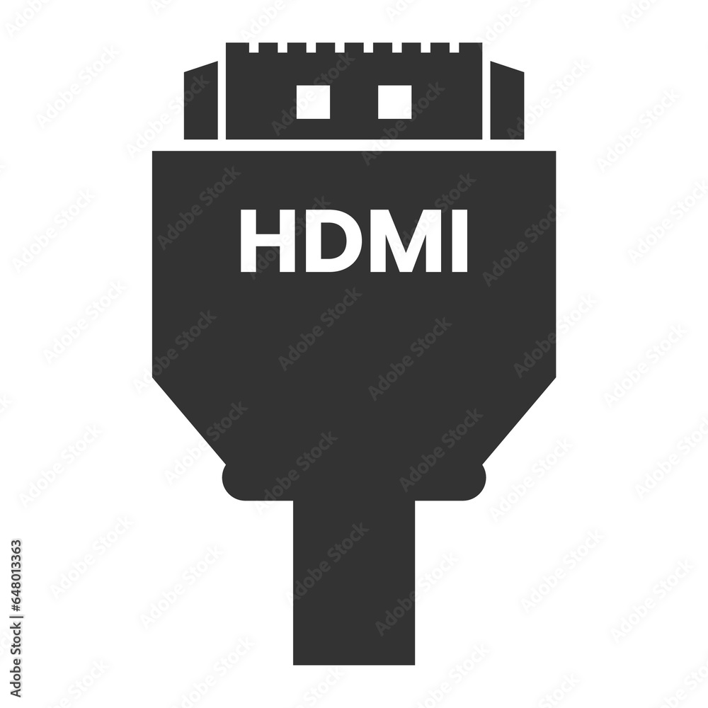 Vector illustration of HDMI cable icon in dark color and transparent ...