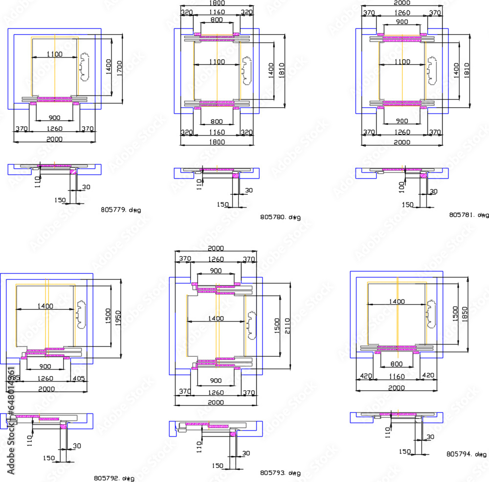 Vector sketch illustrating the technical design of an elevator plan ...