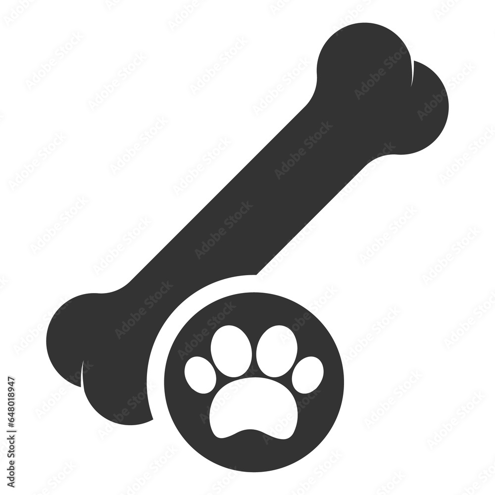 Vector illustration of dog bone icon in dark color and transparent ...