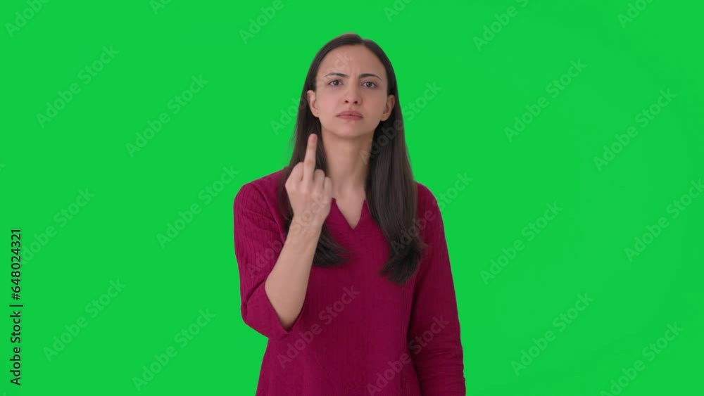 Angry Indian woman showing middle finger Green screen Stock 비디오 | Adobe ...