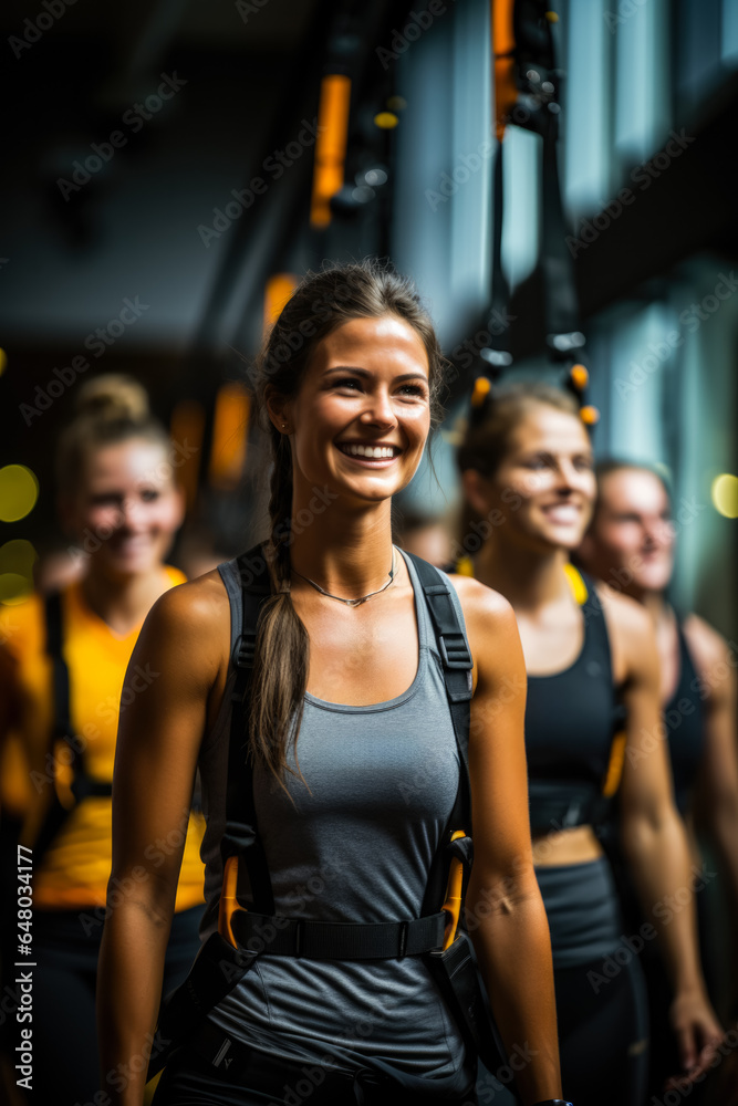 Members collaborating in a challenging functional fitness circuit at a ...