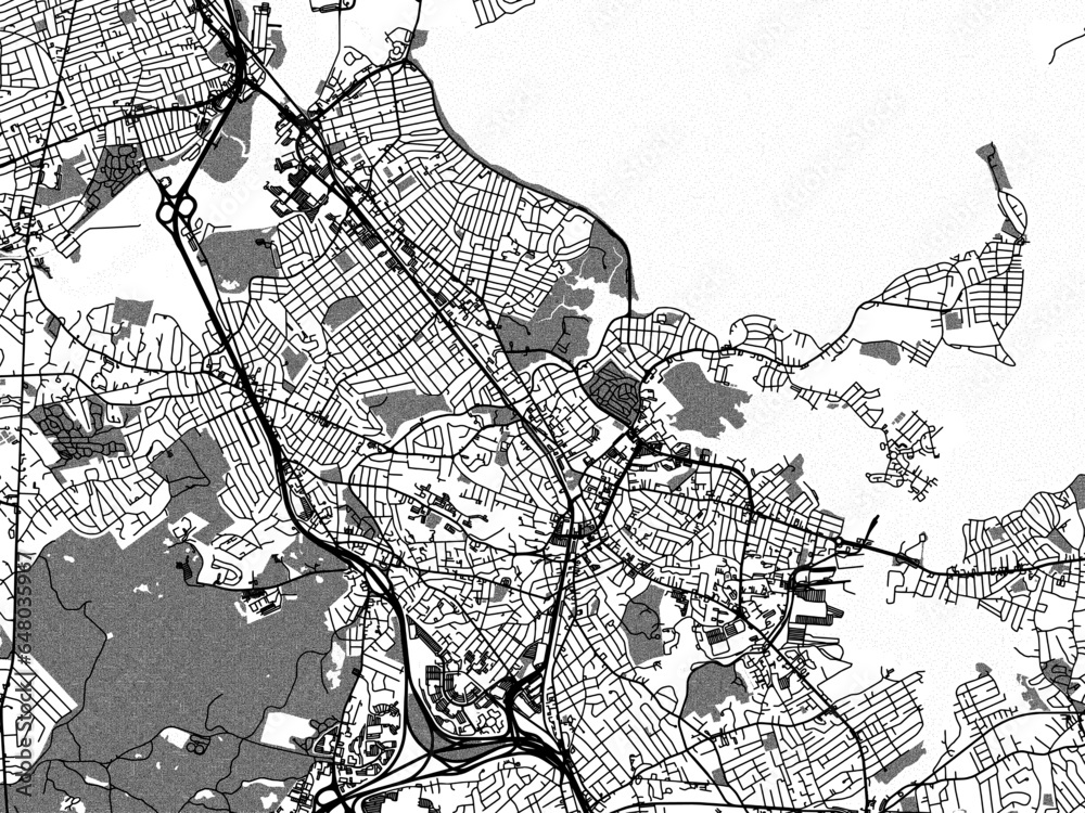 Greyscale vector city map of Quincy Massachusetts in the United States ...