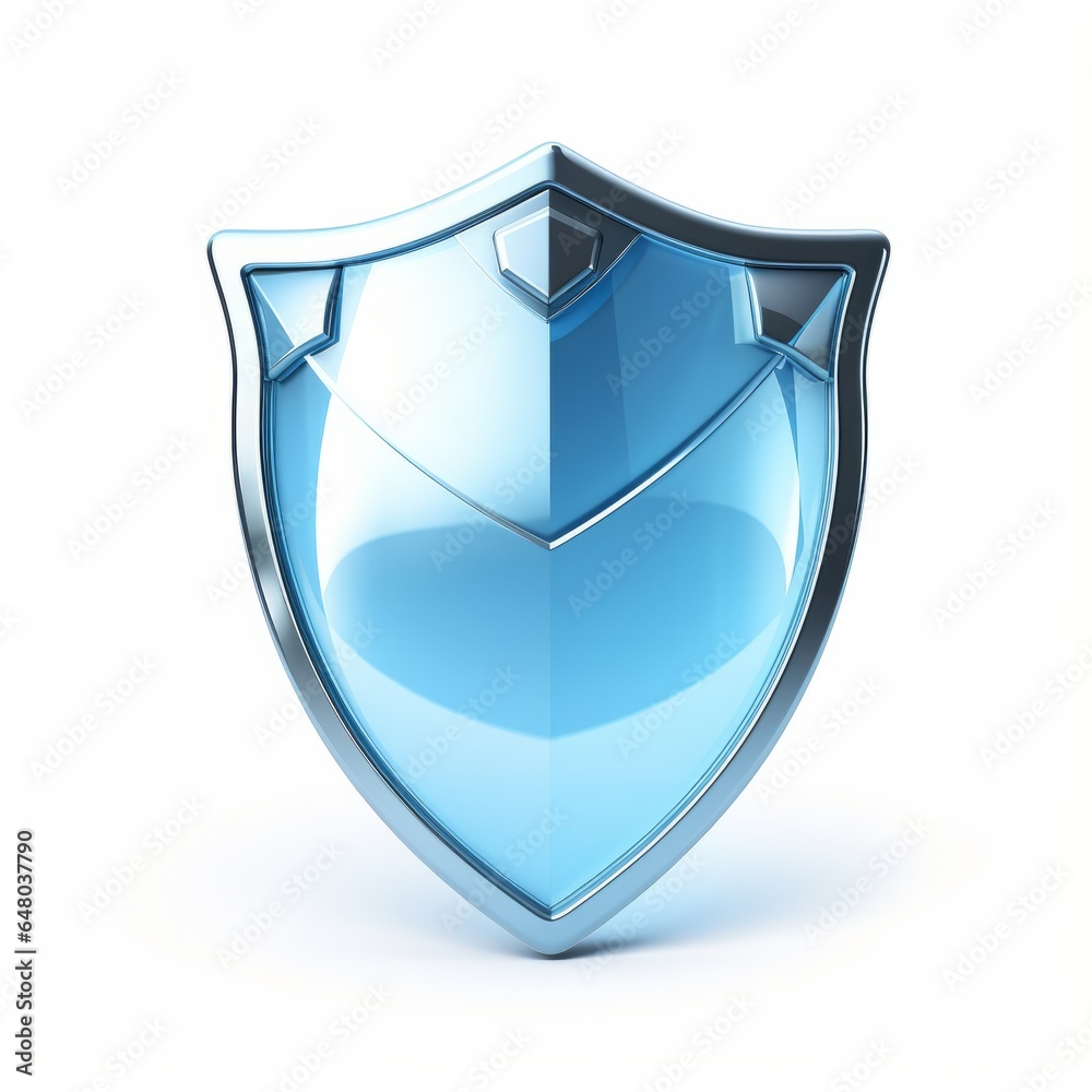Glass 3d render icon security shield illustration, render from blender ...