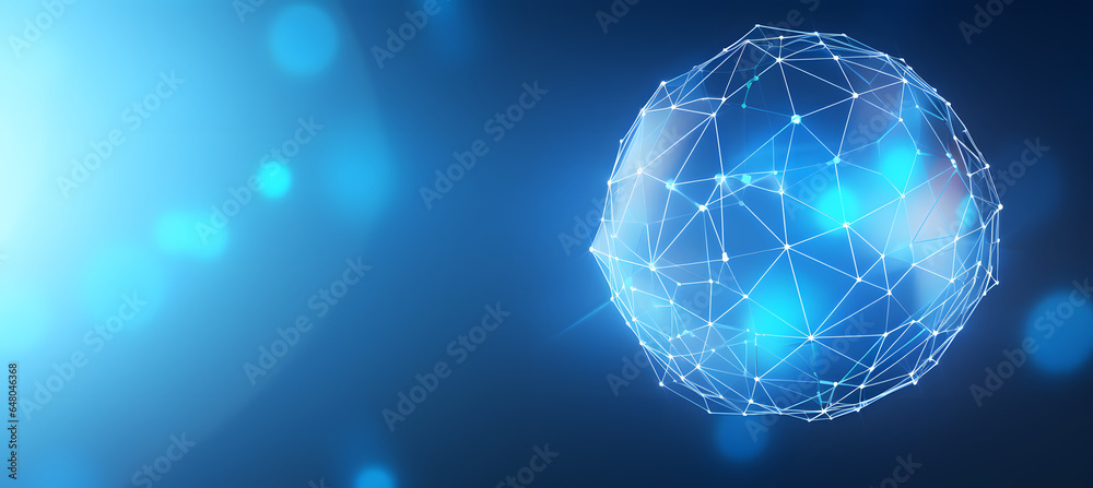 An illuminated sphere with points, symbolizing a global network and ...