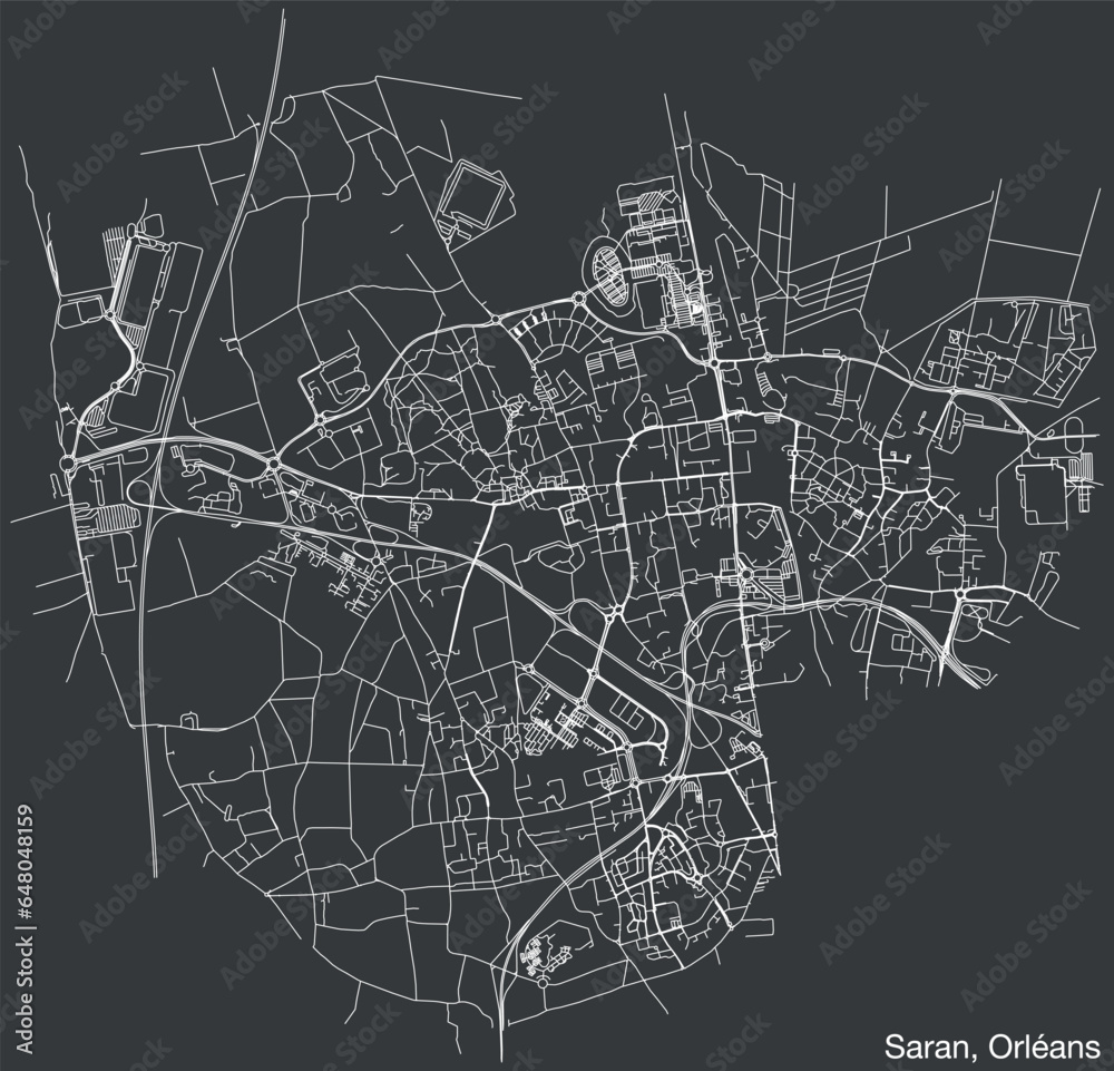 Detailed hand-drawn navigational urban street roads map of the SARAN ...