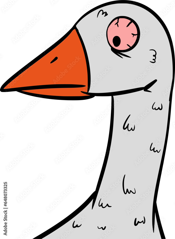 Vector drawing of angry goose head. Hand drawn, cartoon style, doodle ...