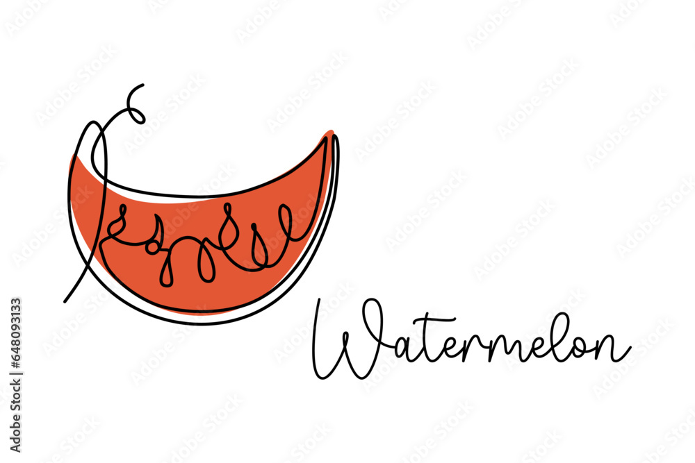 Watermelon continuous one line drawing. Vector linear illustration made ...
