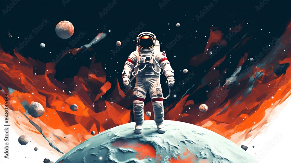 Collage art style concept that showcases space exploration. It features ...