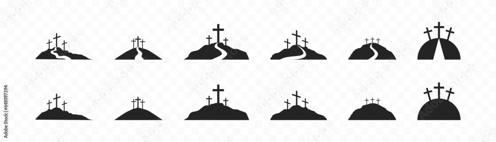 Cross symbol. Three crosses. Calvary. Vector. Stock Vector | Adobe Stock
