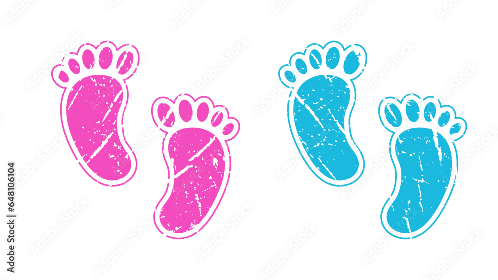 Vintage retro style baby footprint design. Creative baby footmark ...