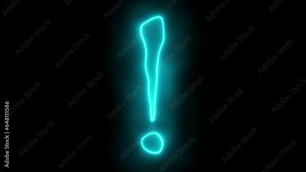 Stockvideon Exclamation Mark Icon Design of Colorful Neon Lights ...