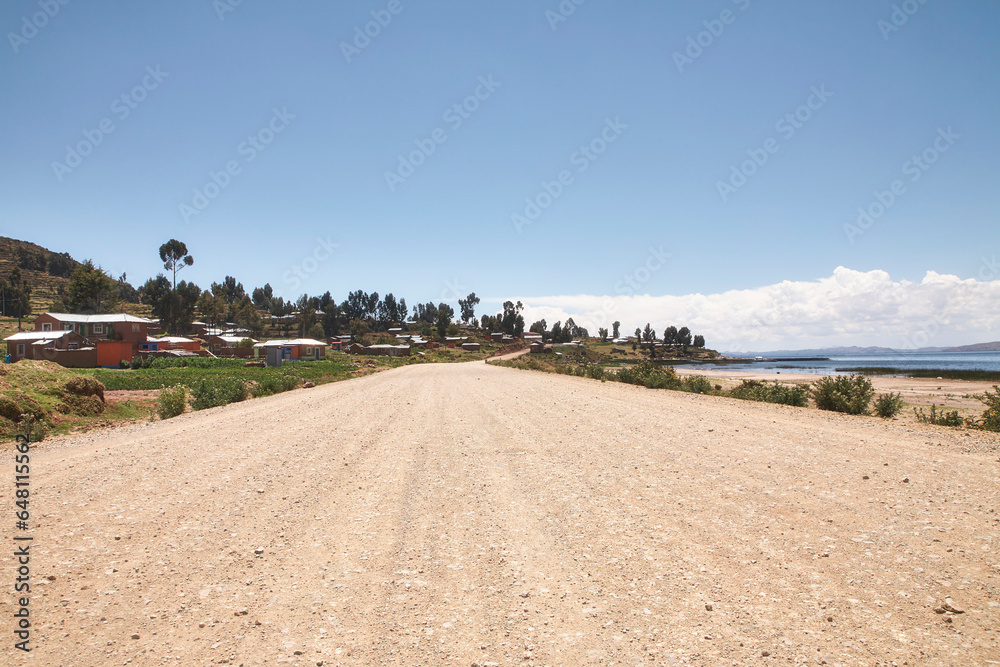 Reise durch Peru. Auf der Halbinsel Capachica am Titicaca-See. Stock ...