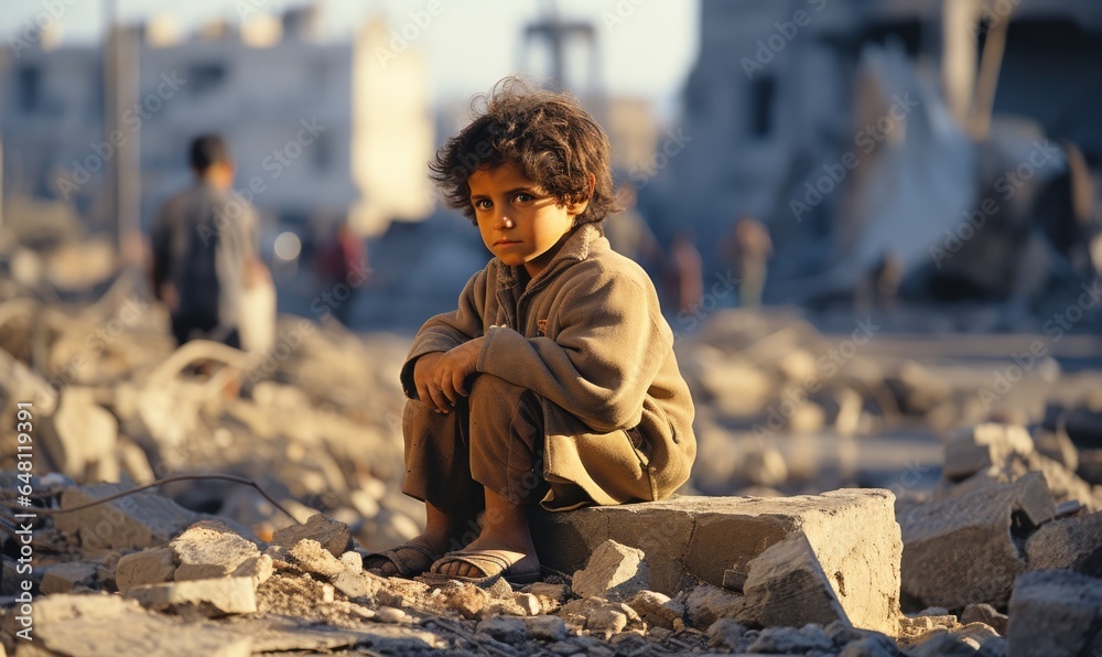Wet and frightened boy sits amidst Derna flood ruins, a story of ...