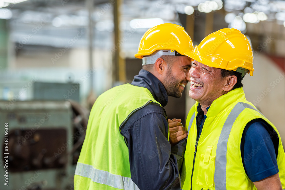greeting by handshake touch fist and elbow of two engineer supervisor ...