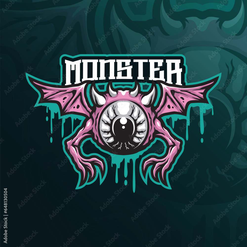 Monster mascot logo design vector with modern illustration concept ...