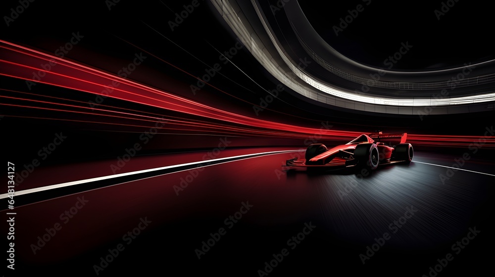 The racing formula on a speedway, red and black color motion. Racing ...