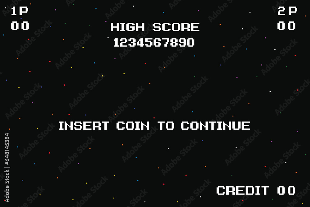 INSERT A COIN TO CONTINUE .pixel art .8 bit game. retro game. for game ...