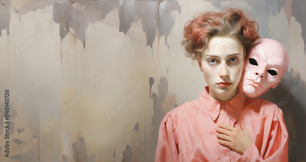 Teenager with a face mask, identity disorder, borderline and ...