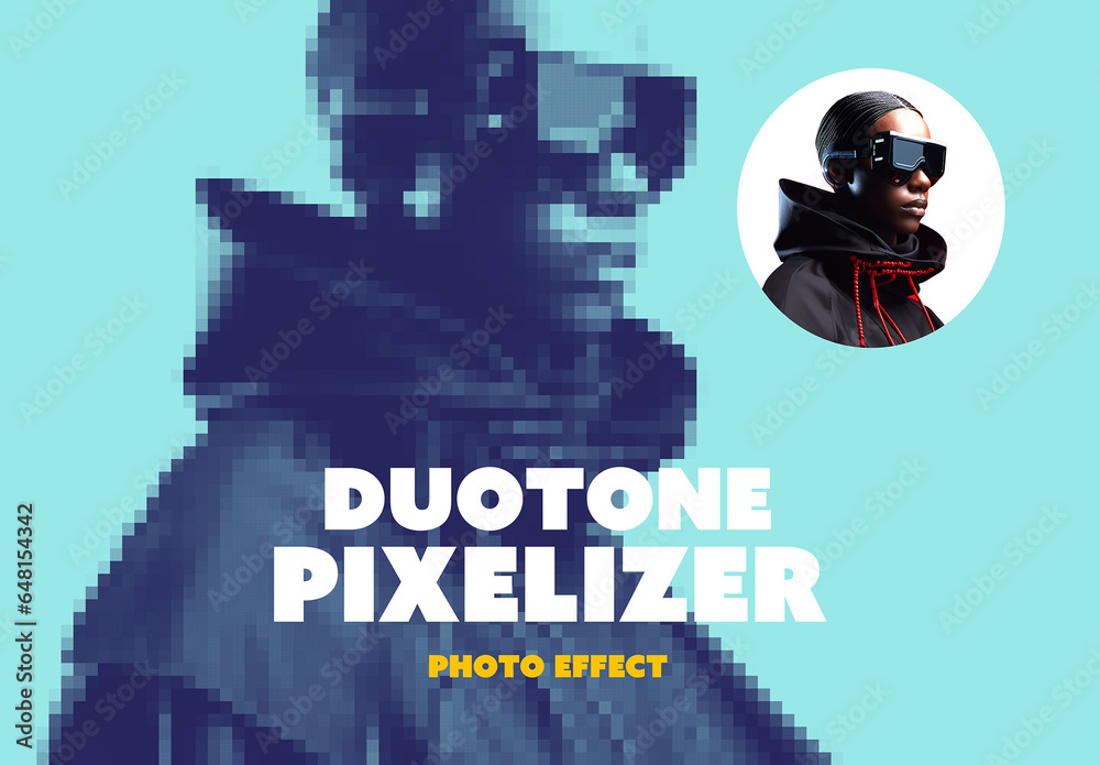 Duotone Pixelizer Photo Effect Mockup Stock Template | Adobe Stock