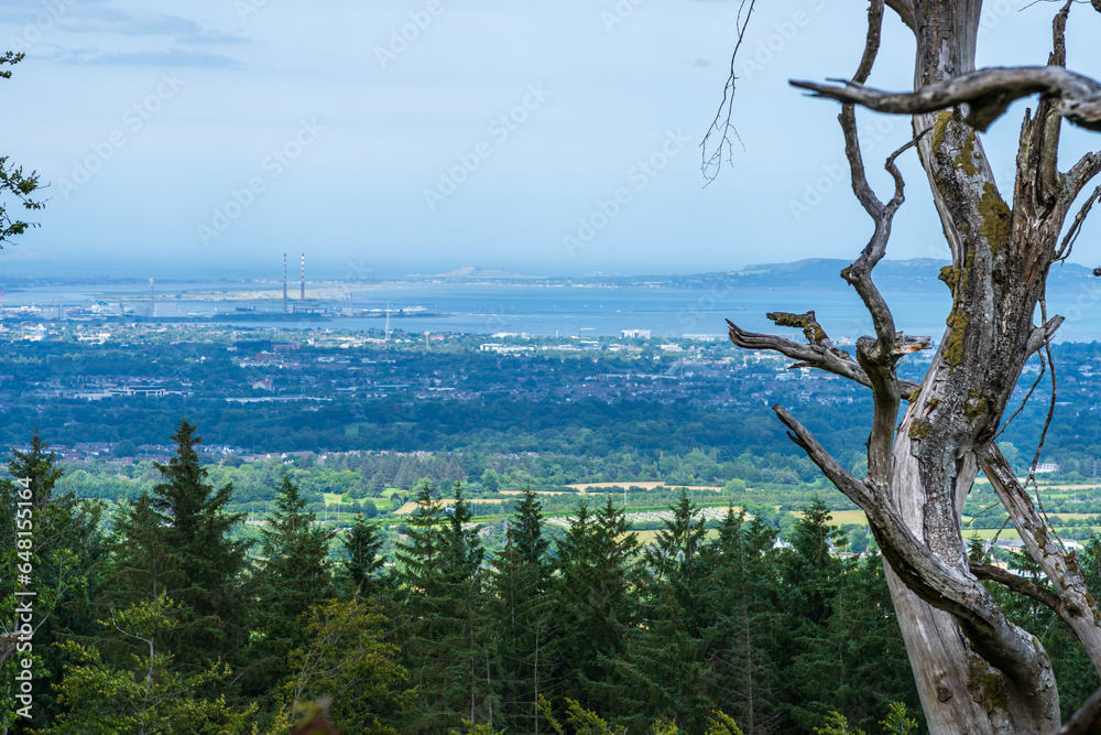 Beautiful panorama of cityscape of Dublin. Aerial panoramic view of ...