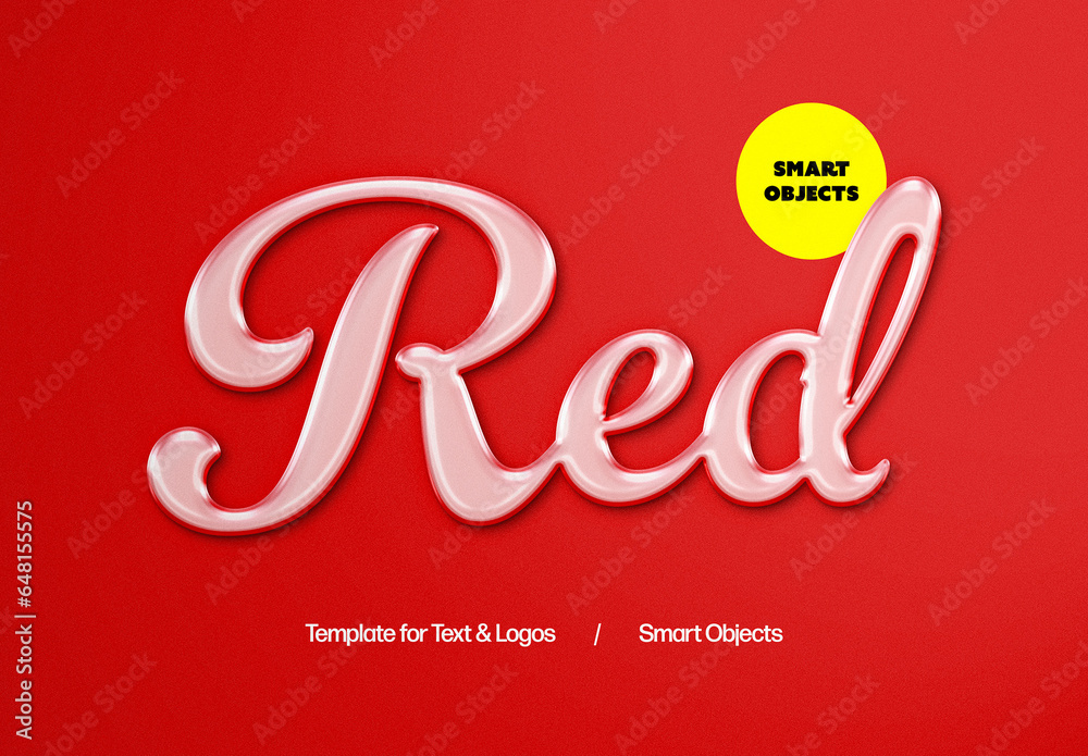 Red Glossy Text Effect Mockup Stock Template | Adobe Stock