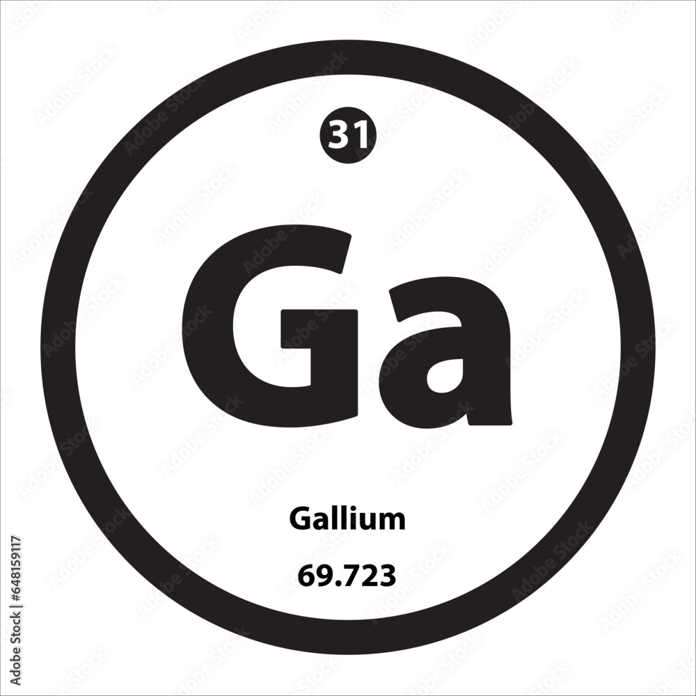 Icon structure Gallium (Ga) chemical element round shape circle black ...