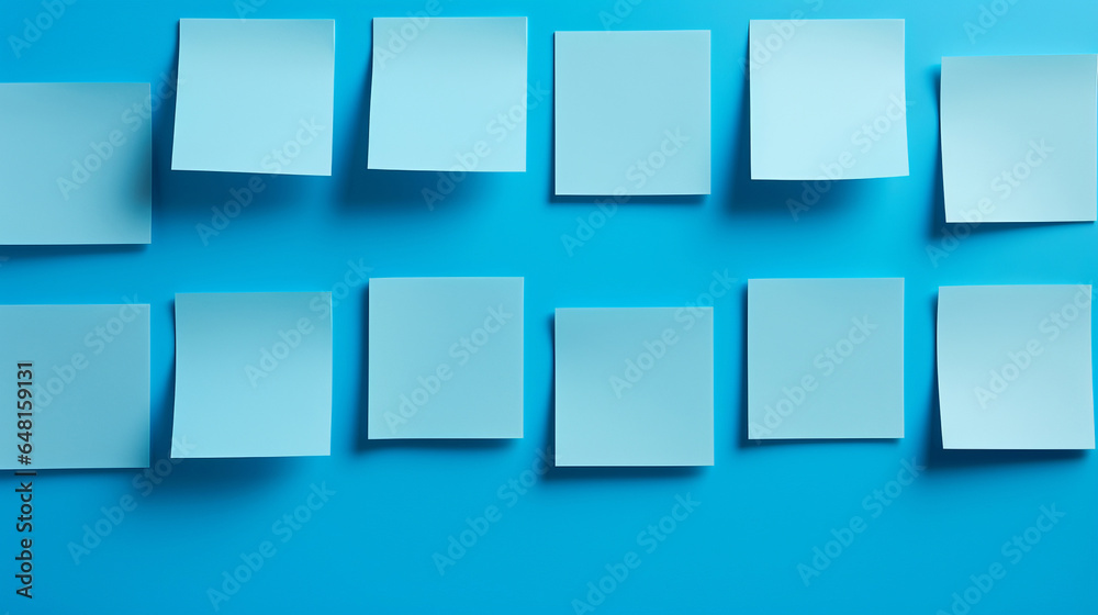 Blue sticky notes. Design post it for work memo reminders, business ...