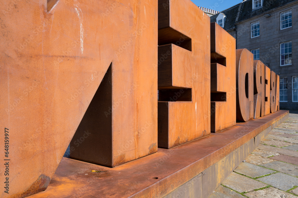 1 September 2023. Aberdeen,Scotland. This is the Giant City Sign name ...
