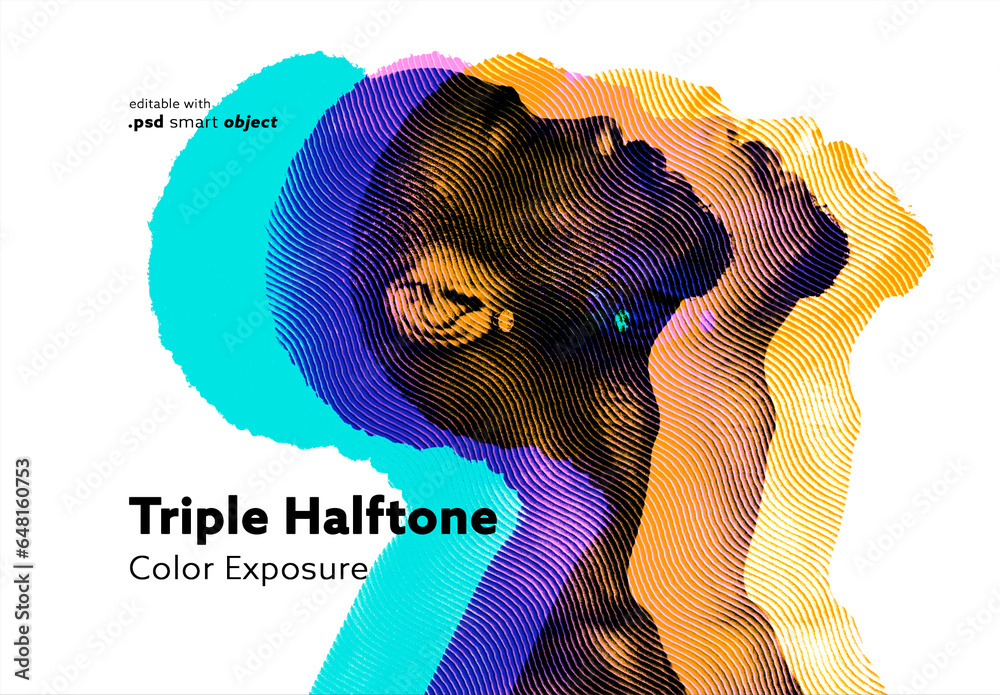 Triple Halftone Color Exposure Stock Template | Adobe Stock