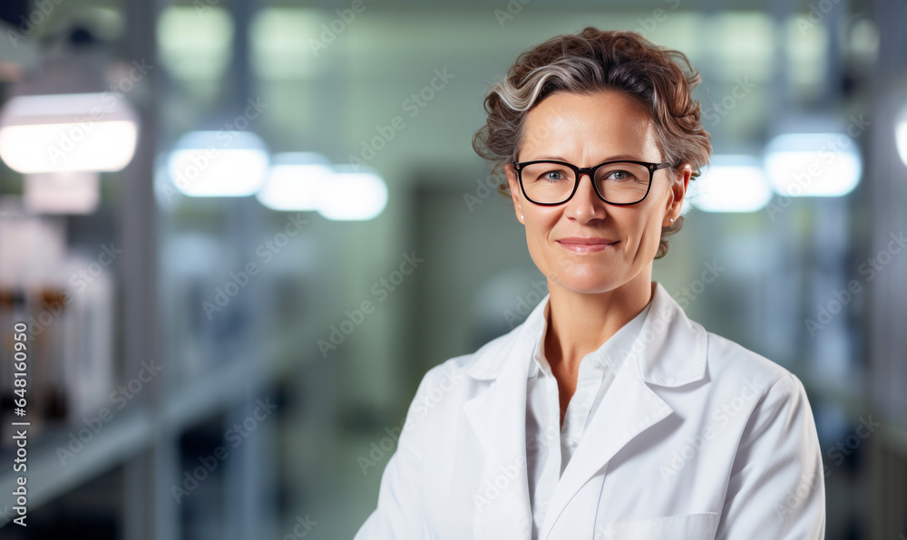 A Female Middle-Aged Professor and Scientist, Pioneering Research in a ...