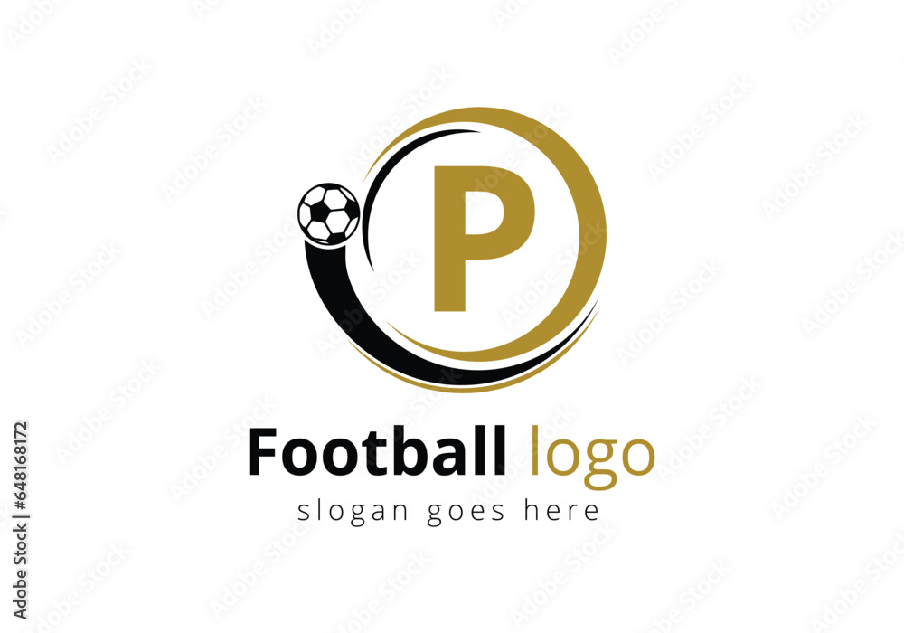 Initial P monogram alphabet with Football Logo Design Vector Template ...