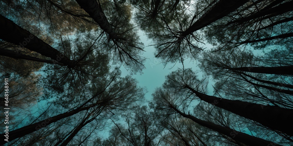 AI Generated. AI Generative. Nature wild outdoor forest trees looking ...