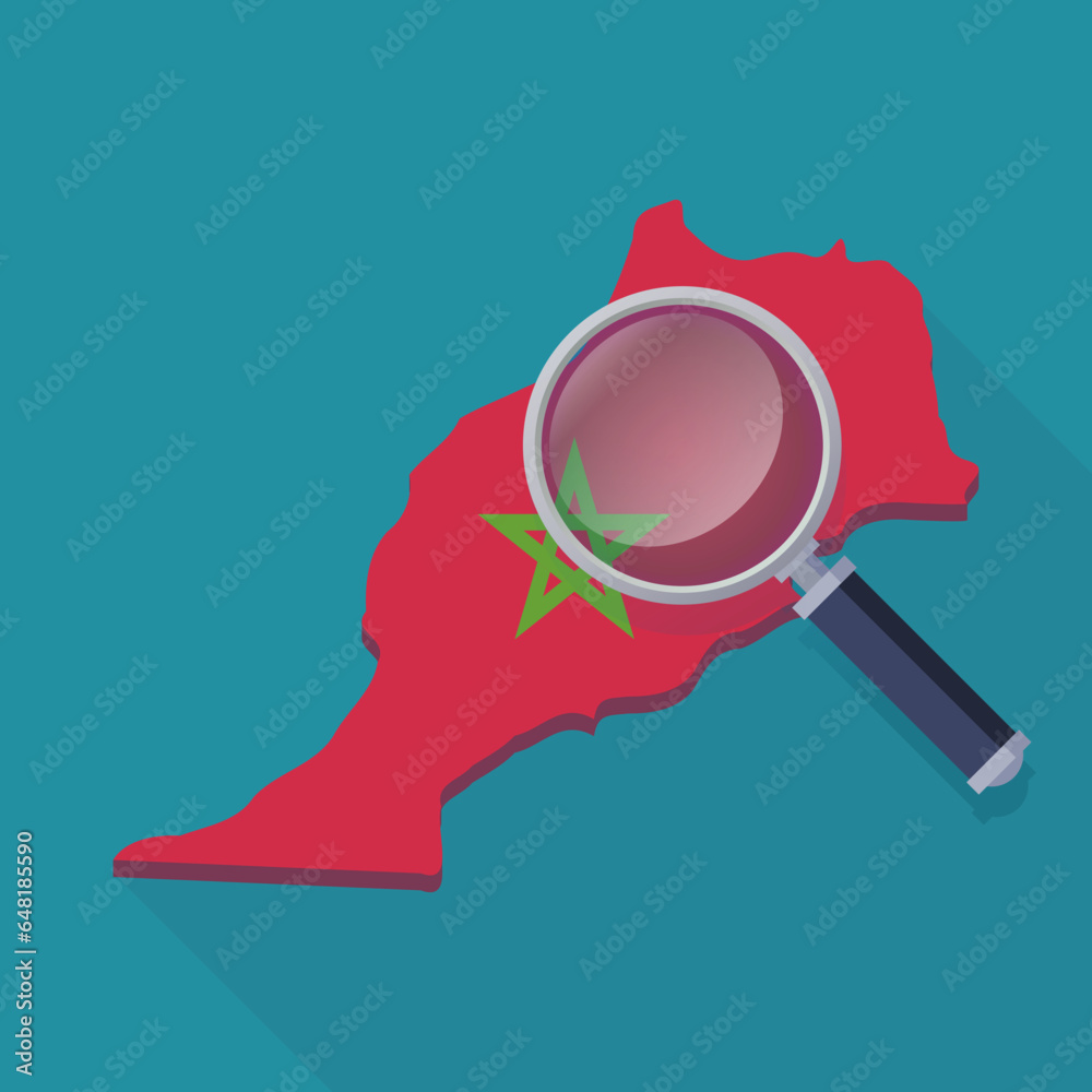 3D map of Morocco in Moroccan flag colors in flat design style isolated ...
